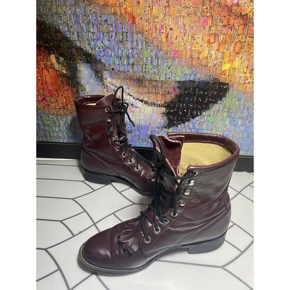 Justin Boots | Shoes | Vintage Justin Lacer Granny Steampunk Cowboy ...